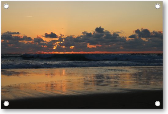 Zee met ondergaande zon - Tuinposter 120x80cm | bol