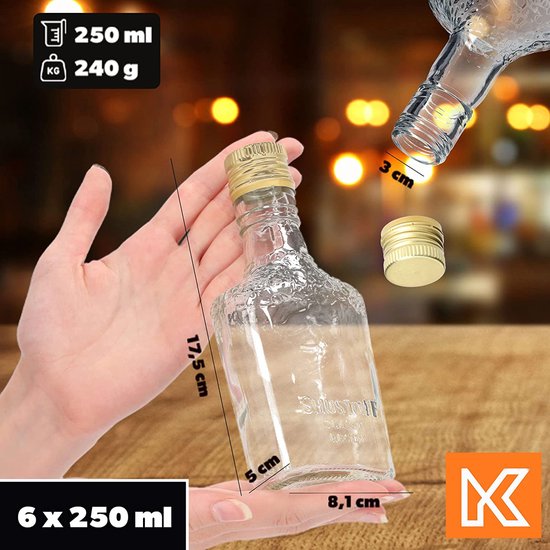 KADAX Fruitlikeurfles met schroefdop, glazen fles om zelf te vullen ...