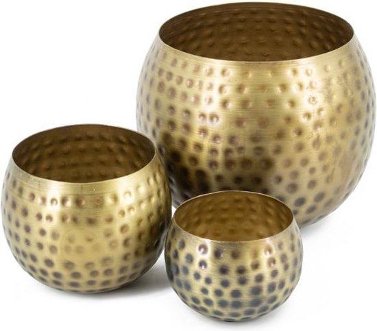 Metalen bloempot set van 3 goud - Gold - Kolony - Metaal | bol.com