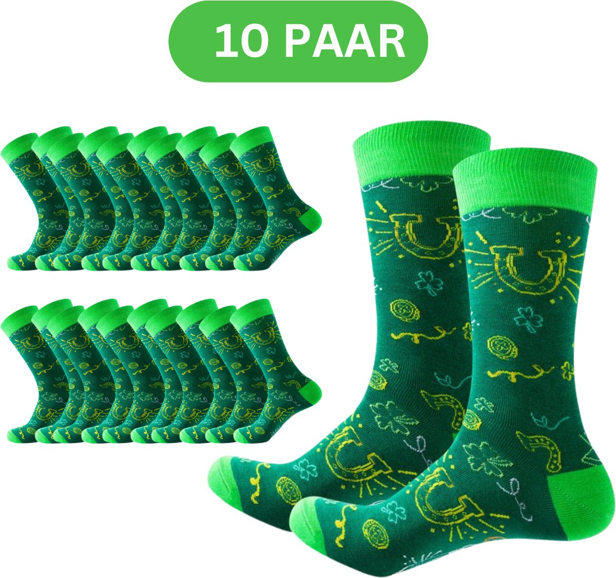10 paar Ierse groene Sokken - Irish Socks - St. Patricksday - Dames ...