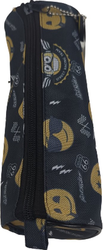 Etui Emoji Route 66 met Emoji print - Zwart / Geel - Met emoji hanger | bol