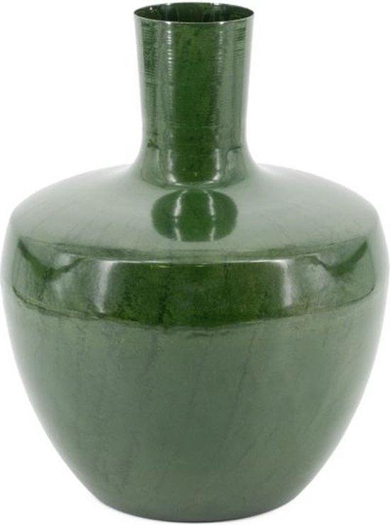Metalen vaas groen - Green - 9,5x32x39x5cm - Metalen bloemenvaas | bol.com