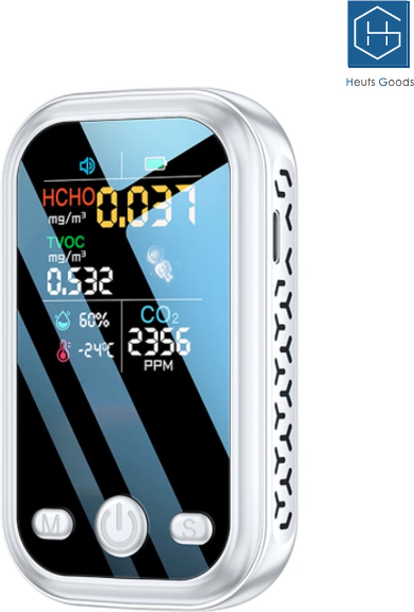 Heuts Goods - CO2 meter 5 in 1 - Hygrometer - Hygrometer binnen - CO2 ...