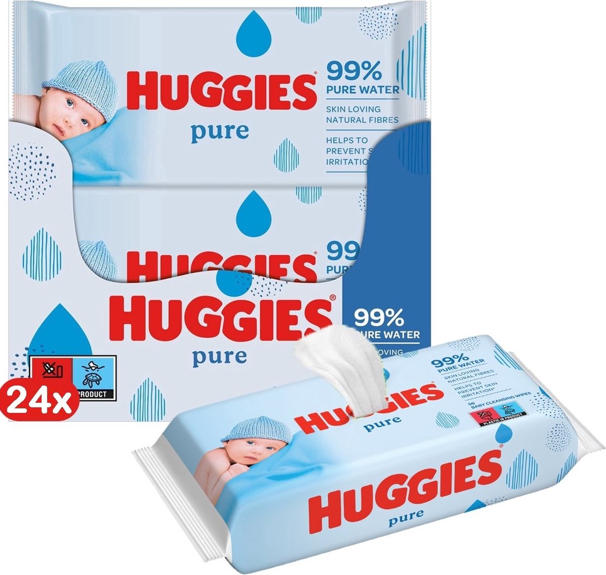 Huggies - Pure - Huggies - Pure - Billendoekjes - 1344 babydoekjes - 24 ...