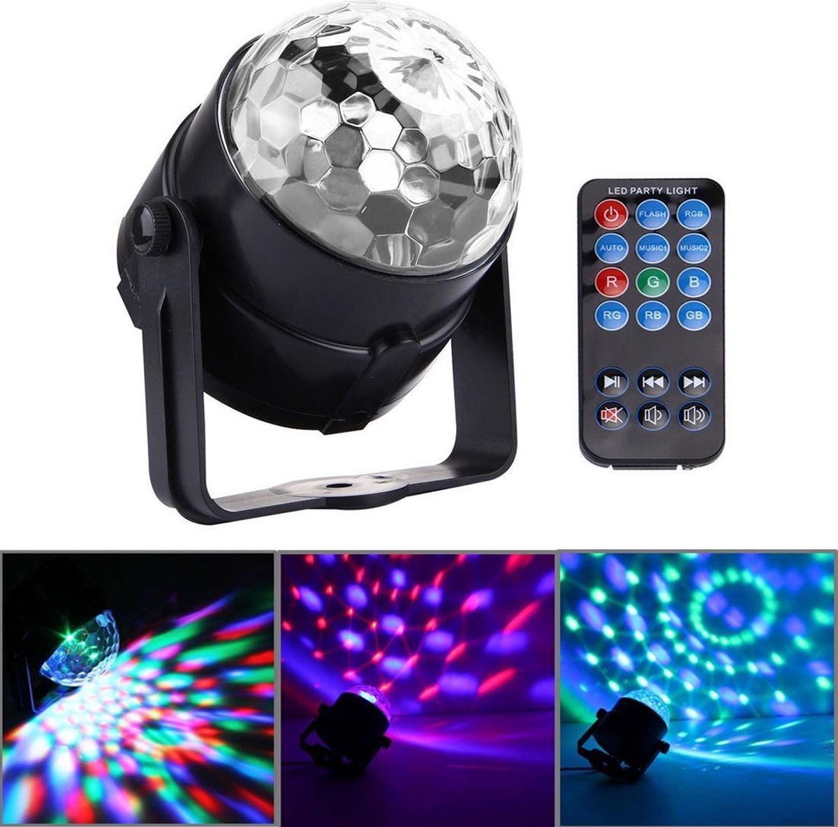 1W x 3 Mini roterende Magic Ball LED Stage Light, met afstandsbediening ...