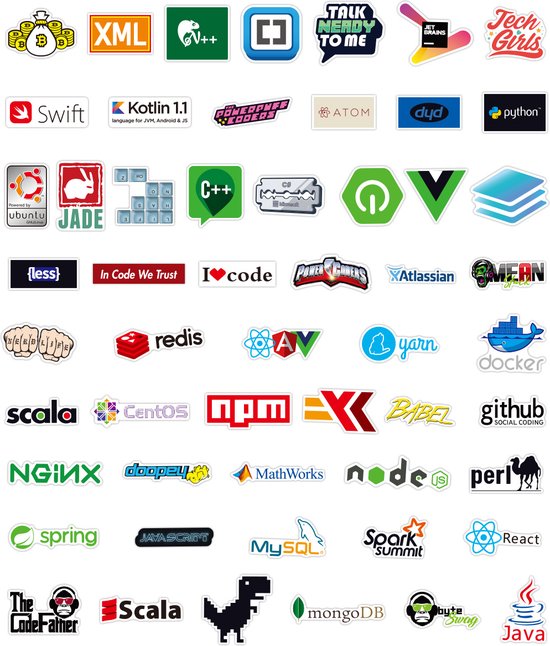 108 Laptop Stickers - ICT Developer Programmer Java C Php Docker Github | bol