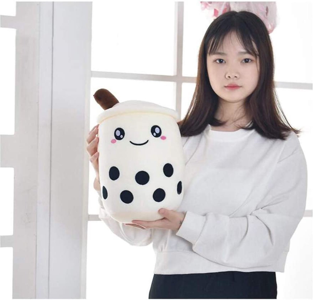 Klikkopers® - Kawaii Kussen - Bubble Tea Knuffel 35cm - Boba Knuffel ...