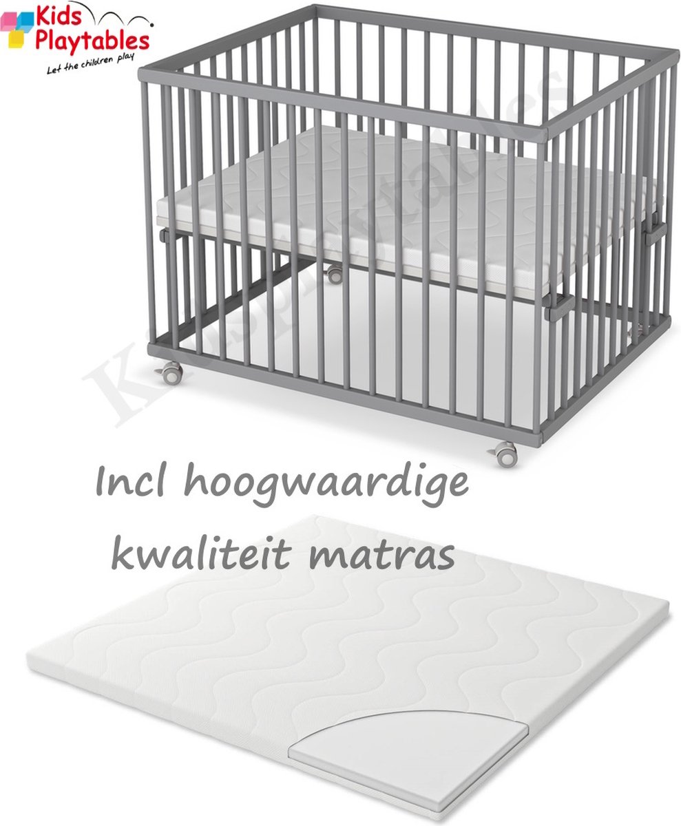 SÄMANN® Baby Box Premium 75x100 Grijs met matras en in hoogte ...