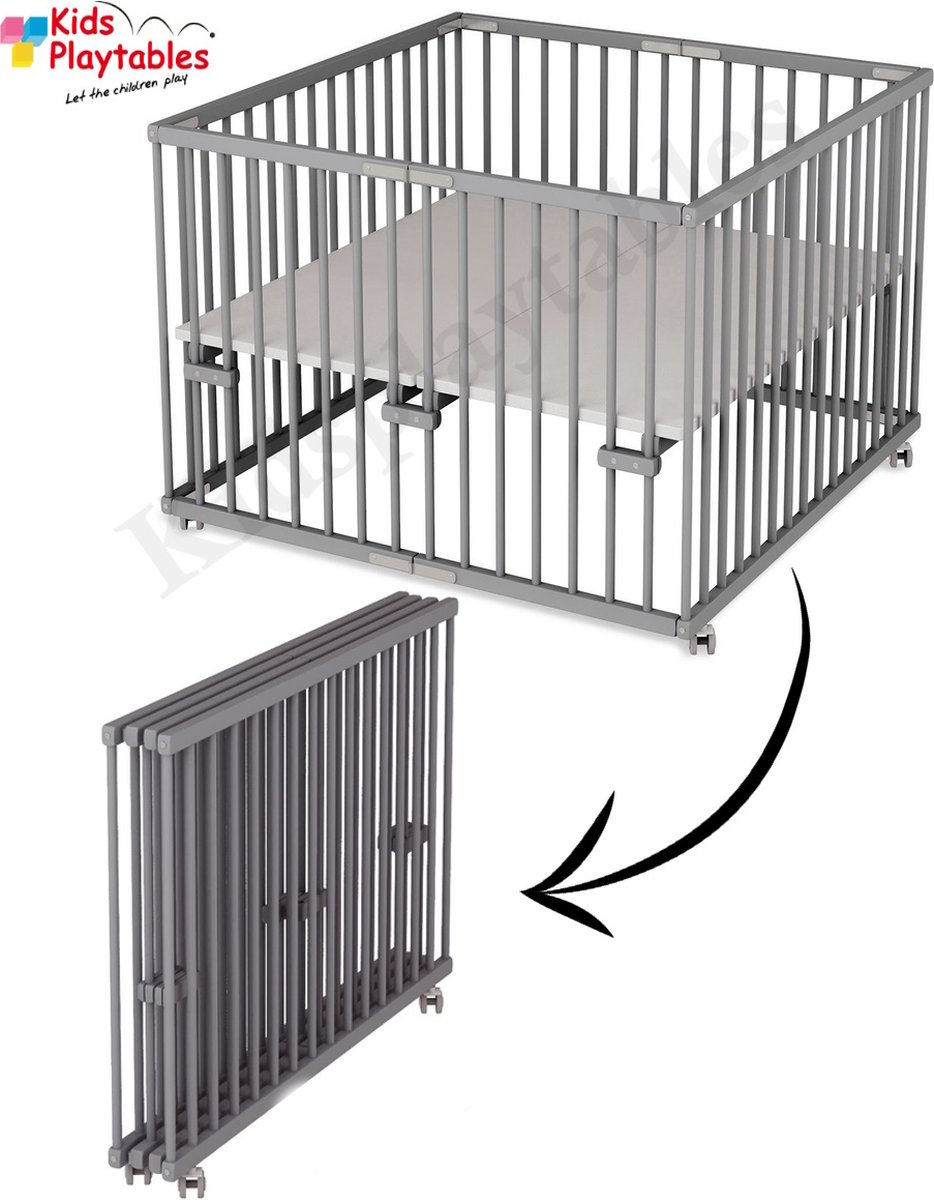 SÄMANN® inklapbare Baby box Grijs met In hoogte Verstelbare Bodem ...