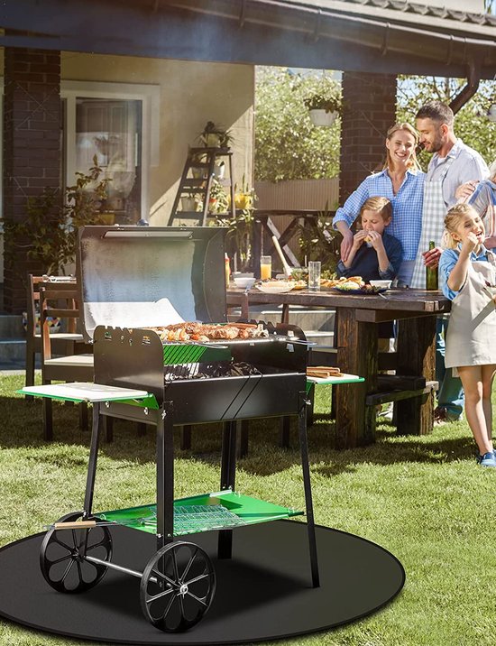 Vuurvaste onderlegger, 99 cm, opvouwbare ronde grillonderlegger van ...