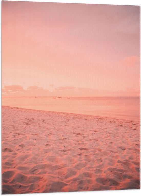 Vlag - Strand met Roze Gloed - 70x105 cm Foto op Polyester Vlag | bol.com