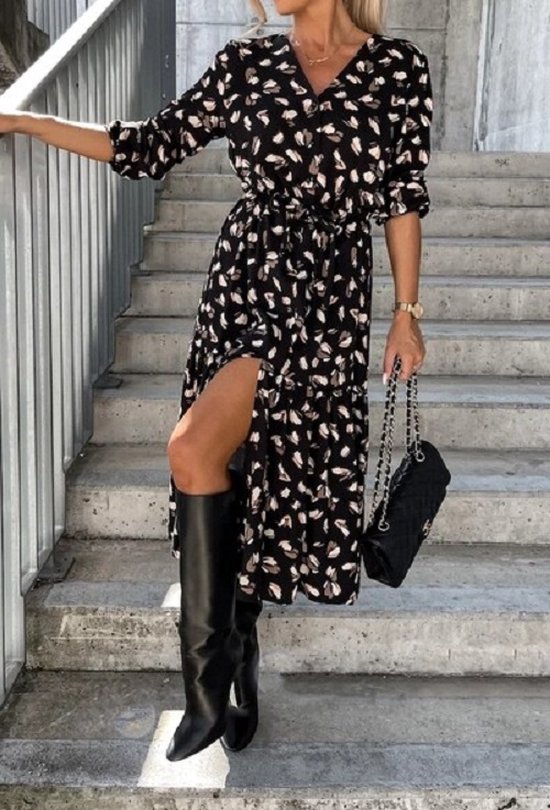 Kleren van A. - Schilo Jolie - Lange jurk Jolie - Print - Zwart | bol.com