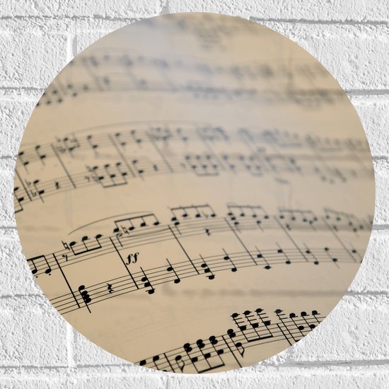 Muursticker Cirkel - Notenblad van Muziek - 40x40 cm Foto op ...