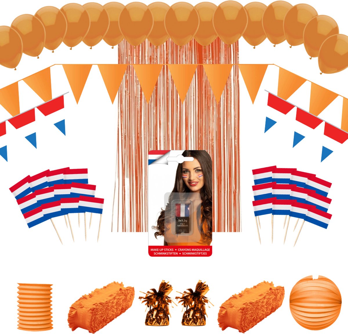 Koningsdag Versiering Feestpakket - 111 Stuks - Oranje Versiering ...