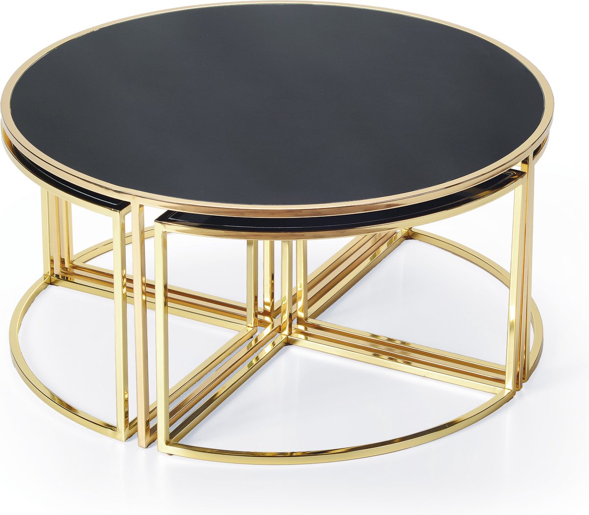ALIZE Salontafel Rond Spiegelglas - Zwart- Goud | bol.com