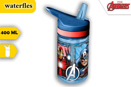 Avengers drink waterfles tritan 400 ML - Kinderen waterfles met rietje ...