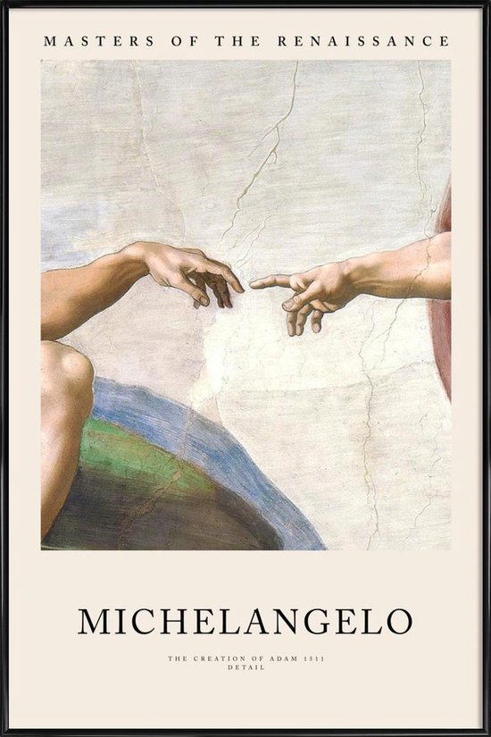 JUNIQE - Poster in kunststof lijst Michelangelo - The Creation of Adam ...
