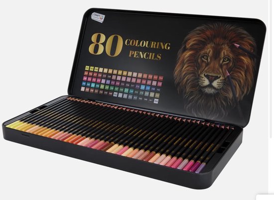 Kleurpotloden in opbergblik + gratis blik 10 grafiet tekenpotloden/ 90 ...