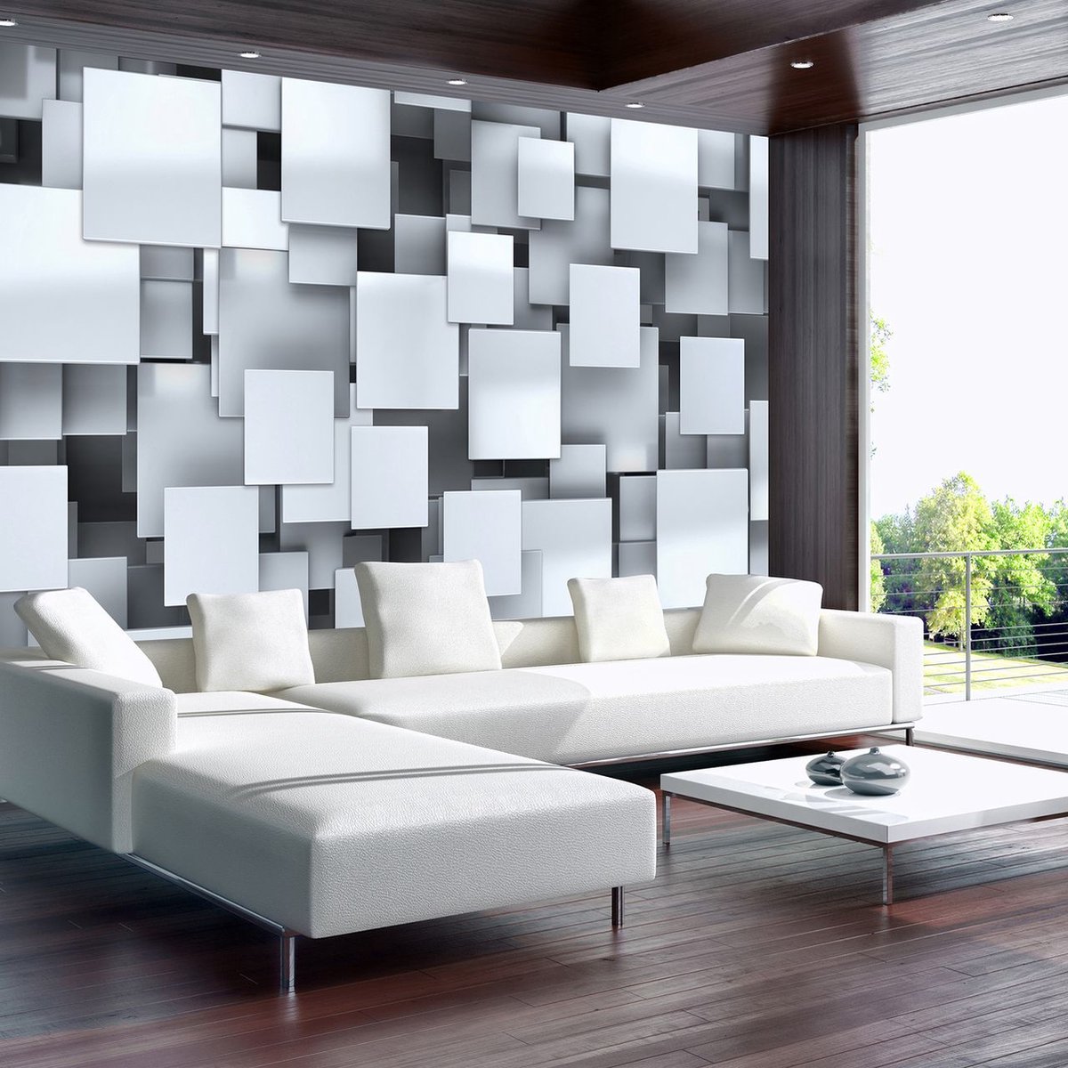 Fotobehang - Vlies Behang - 3D Vierkanten - 254 x 184 cm | bol.com