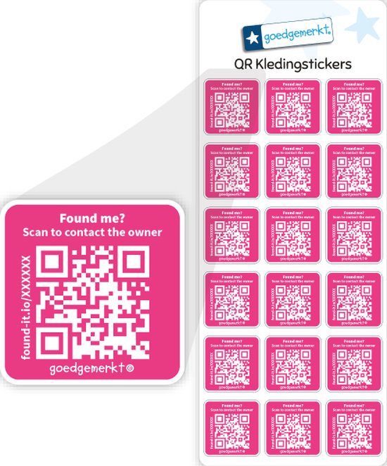 Lost & Found QR-Sticker - Etiket - Kledingsticker - Fuchsia/Wit | bol.com