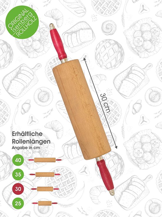 Deegroller hout – houten deegroller - rolhout | bol