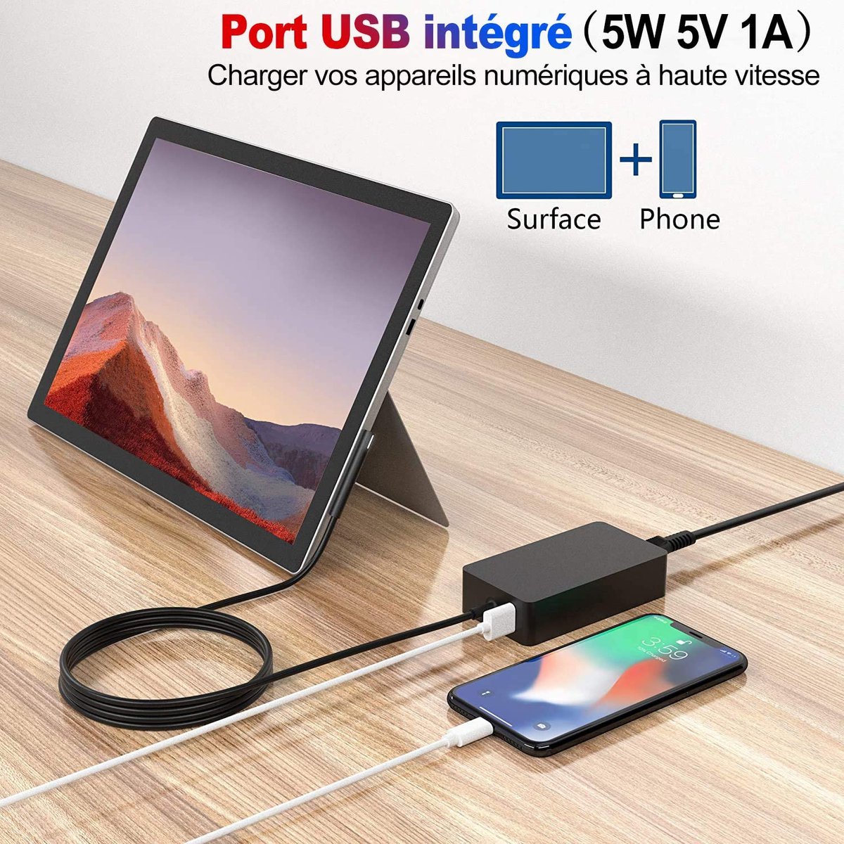 Surface Pro Adapter, Oplader 65W 15V 4A Surface Power Charger geschikt ...