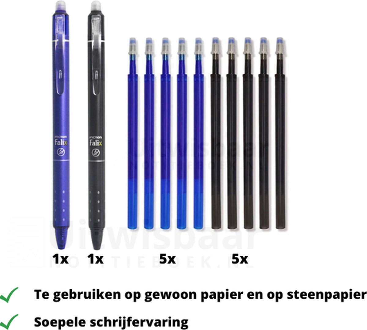 Frixion Uitgumbare Pen | Zwart en Blauw | Met navullingen | 12-delig ...