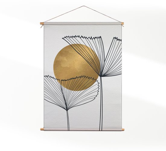 Textielposter Scandinavisch Design Plant met Goud Element 01 M (55 X 40 CM) -... | bol