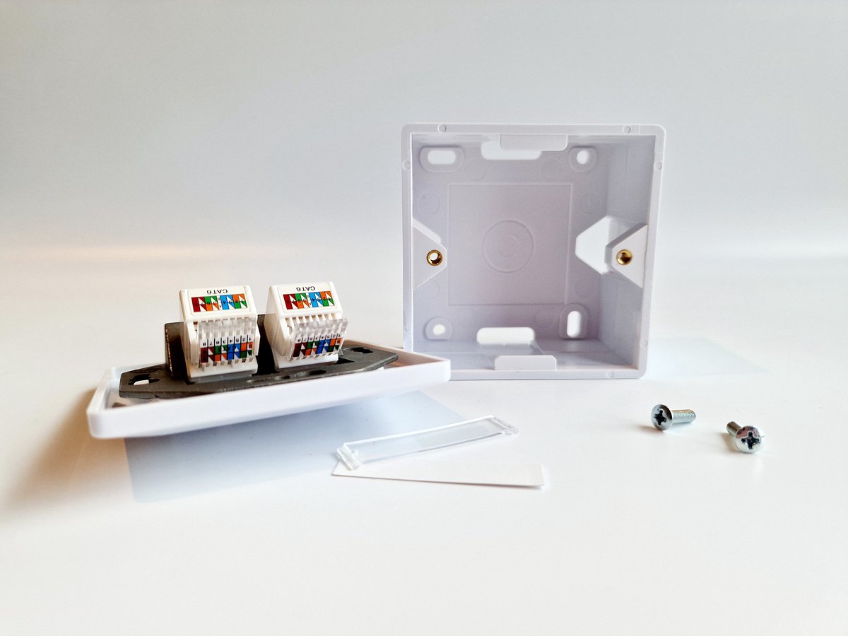 JMS Cat6 wall outlet 2x Cat6 RJ45 Wandcontactdoos UTP RJ45 Contactdoos ...