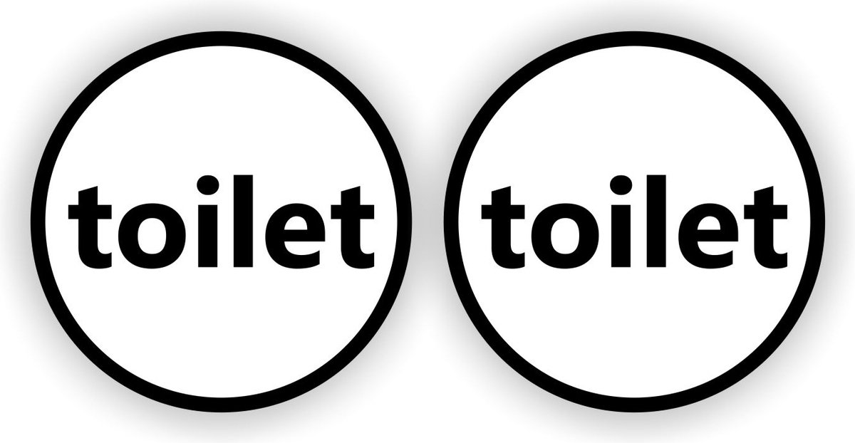 Tekst sticker TOILET set 2 stickers zwart | bol.com
