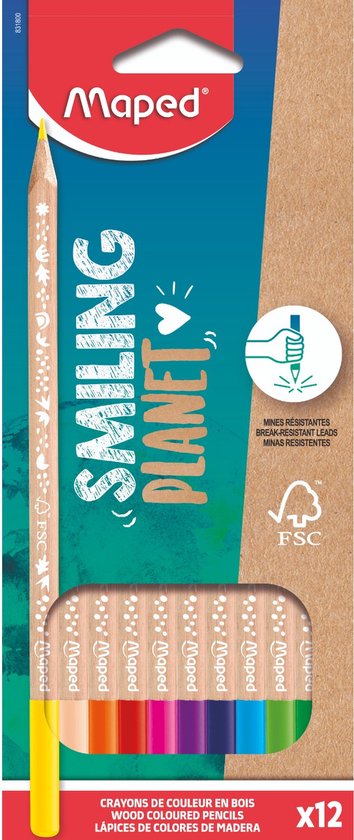 Kleurpotlood maped smiling planet 12 kleuren | bol