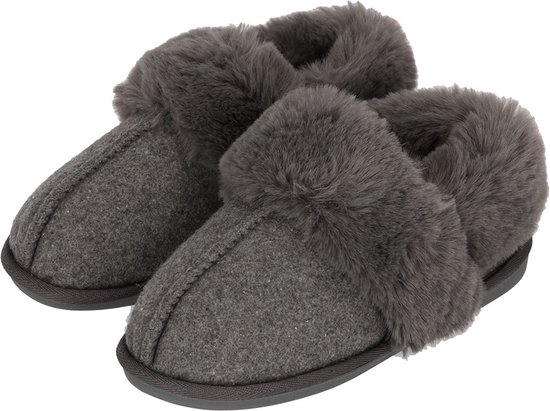 Instap Sloffen Dames | Vilt | Grijs | Maat 41/42 |Dames Pantoffels ...