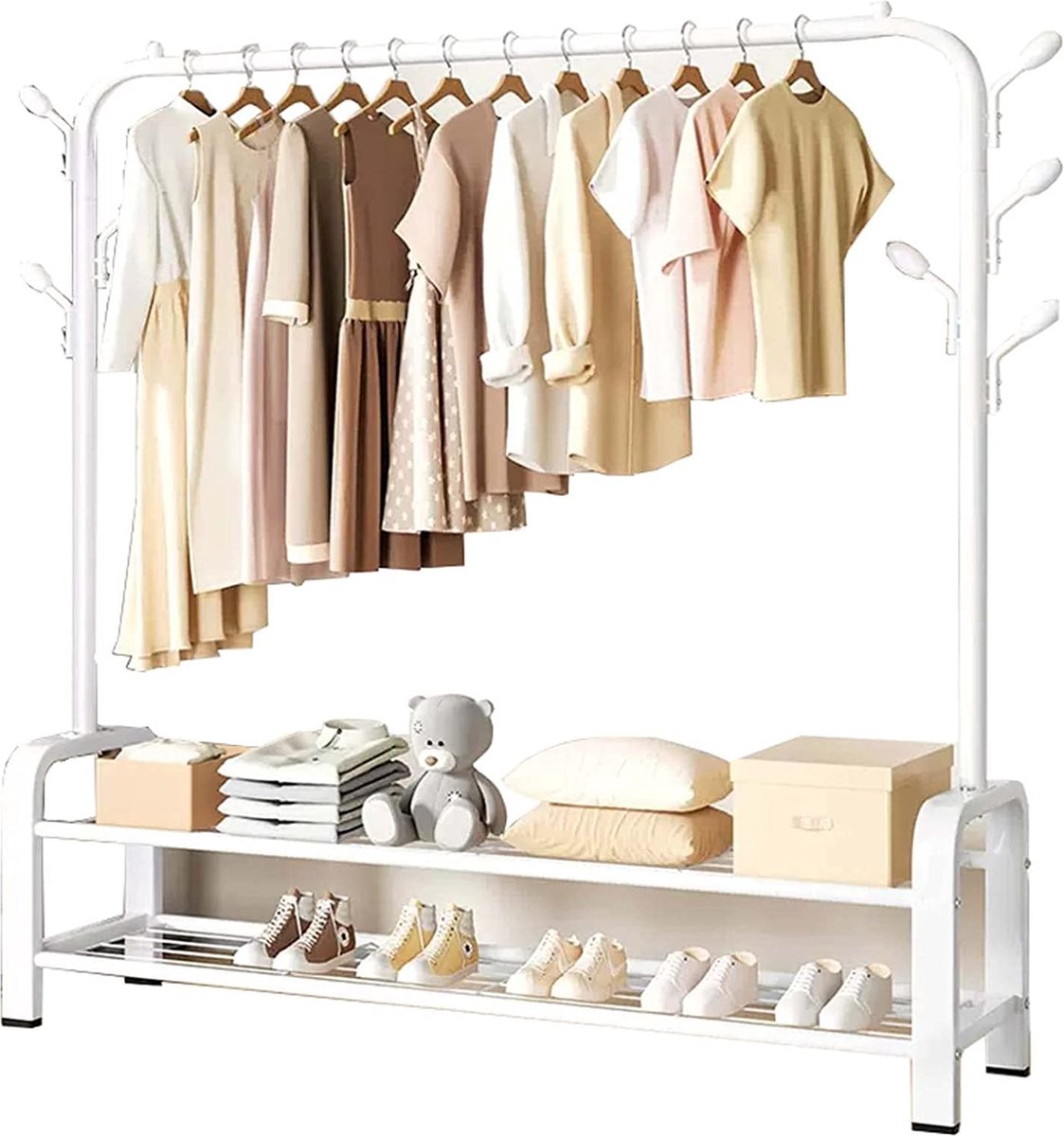 Kledingrek wit 150 x 110 x 33 CM - Kleding rek metaal - Kledingrek met ...