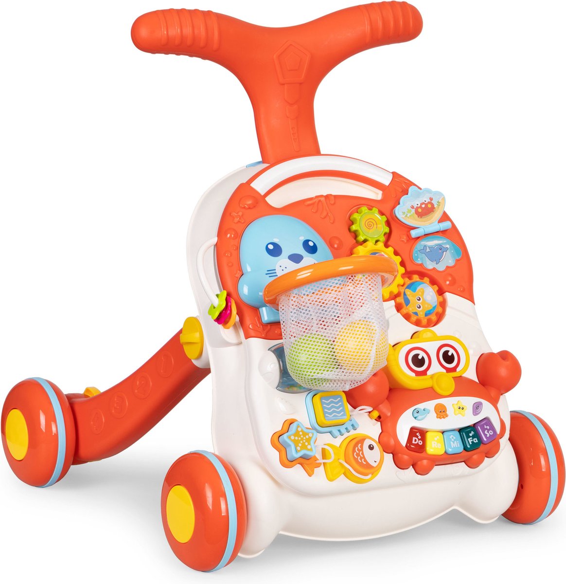 Loopwagen - 2in1 duwer - activiteitentafel - oranje | bol