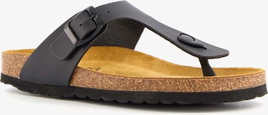 Bio Life dames bio teenslippers met leren voetbed - Zwart - Maat 42 ...