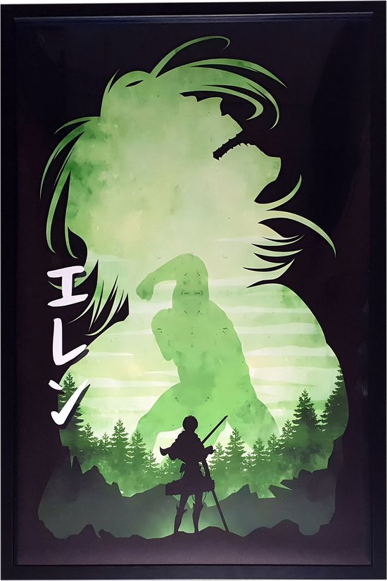 Attack On Titan Poster Eren - 50x70 cm - Inclusief lijst | Vintage ...