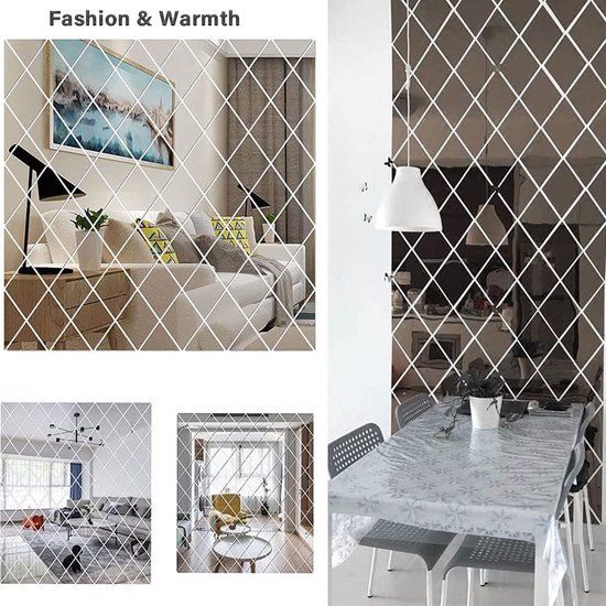 Diamant Spiegel Muurstickers Acryl 3D Spiegel Muursticker Zelfklevende ...