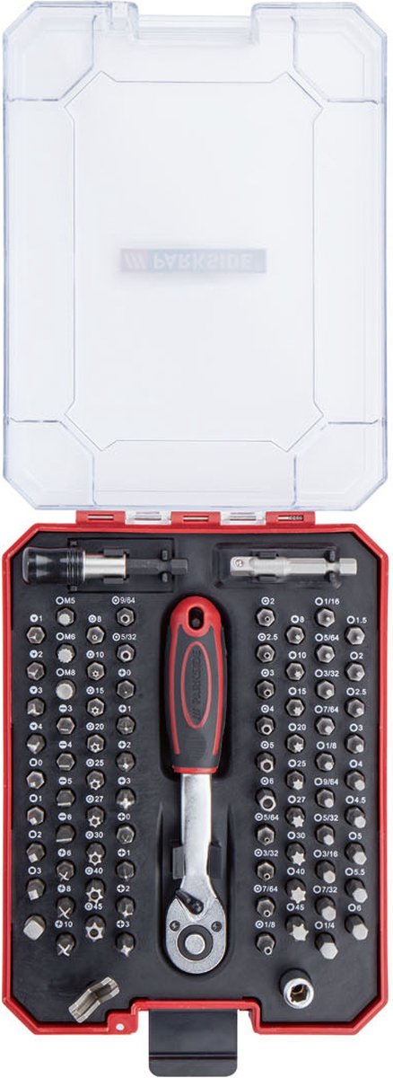 Parkside Ratel- en bitset - Set: 81-delig - Bitmaten in wit gedrukt ...