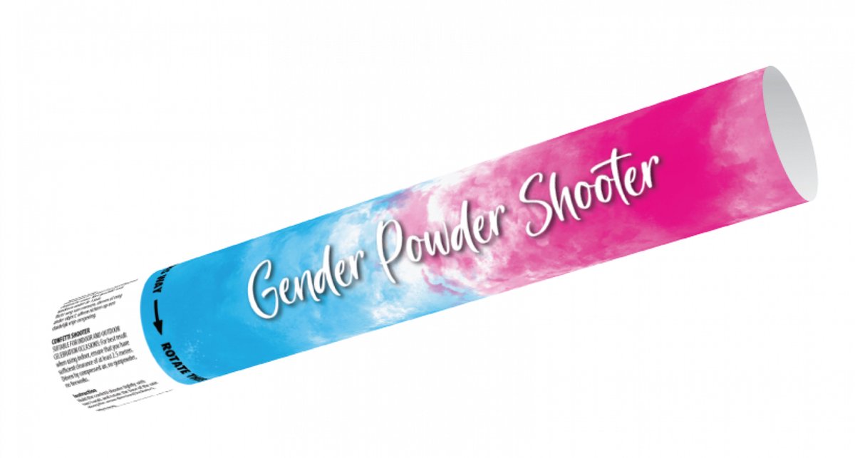 2x Baby blauw gender reveal Powder shooter 35cm - 2x Poeder kanon ...
