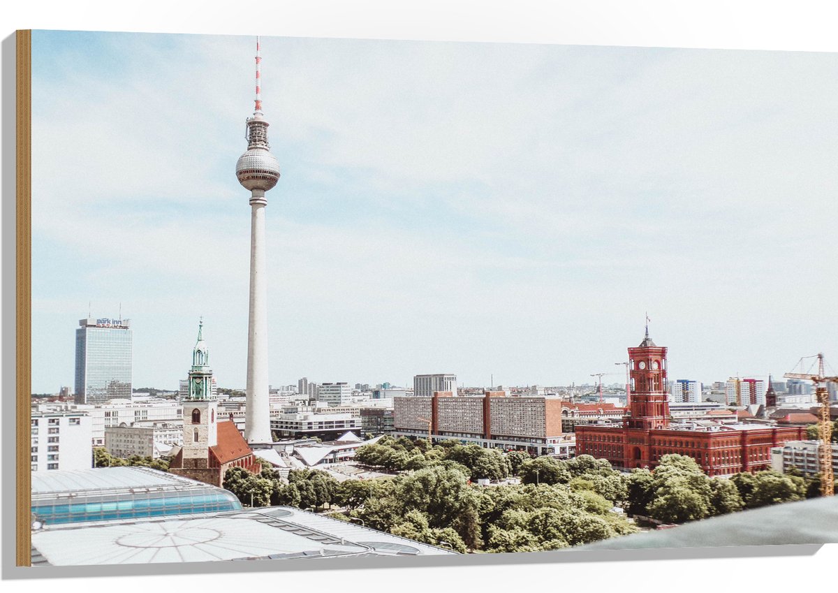 Hout - Duitse Stad met Mooie Gebouwen - 105x70 cm - 9 mm dik - Foto op ...