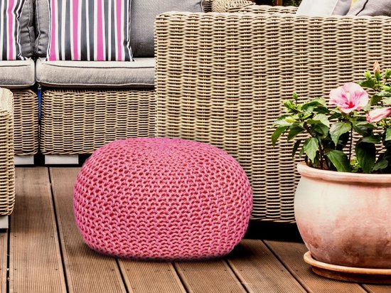 SVJ Poef Rond - 55 x 55 x 37 cm - Kunststof - Roze | bol.com