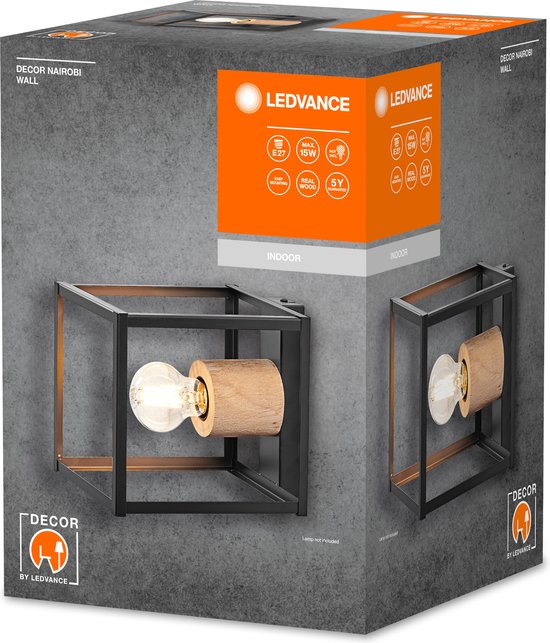 LEDVANCE DECOR Nairobi wandlamp, zwart, E27 voet | bol