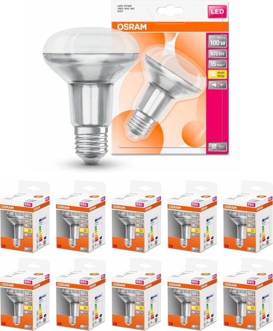 Osram LED Reflectorlampen E27 - R80 - Warm wit licht - 9W (100W ...