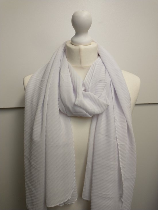Geplooide dames sjaal Yacintha met mousseline effect effen wit | bol