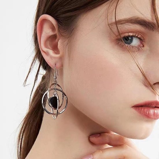 Lumici® | Black Pendant Rings Earrings - Ringen Met Zwart Hangertje - Oorbellen -... | bol.com