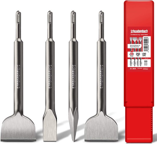 Jeu de burins SDS PLUS, 4 pièces, 25 mm + 50 mm + 50 mm (pâtisserie ...