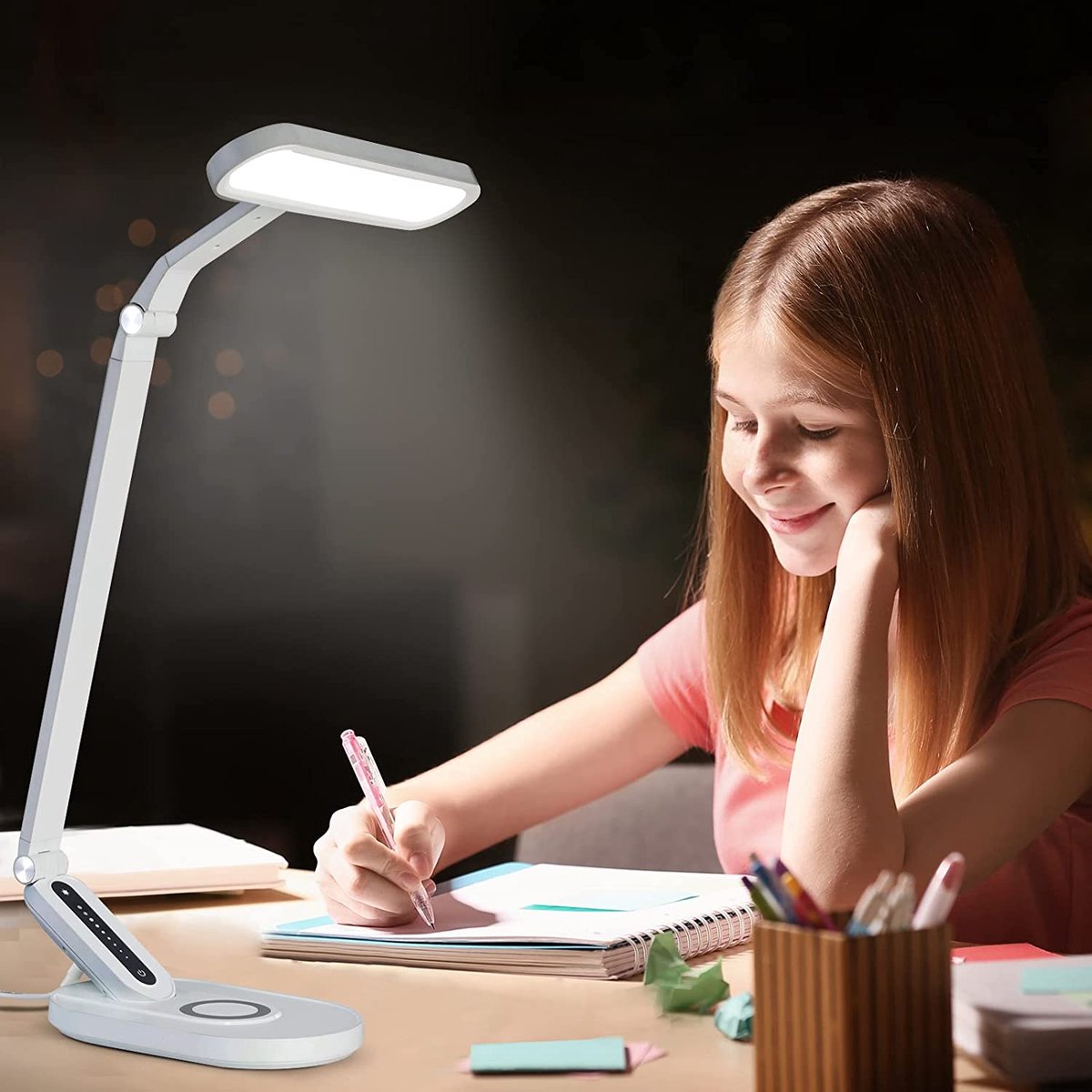 Seven Comfort Bureaulamp LED Dimbaar - met Draadloos Oplader en USB ...