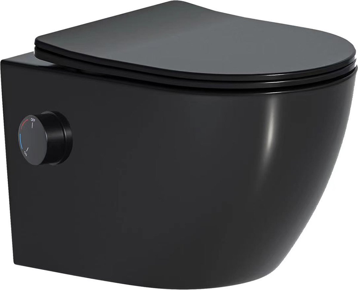Mawialux hangend rimless toilet - Bidet - Softclose zitting - Mat Zwart ...
