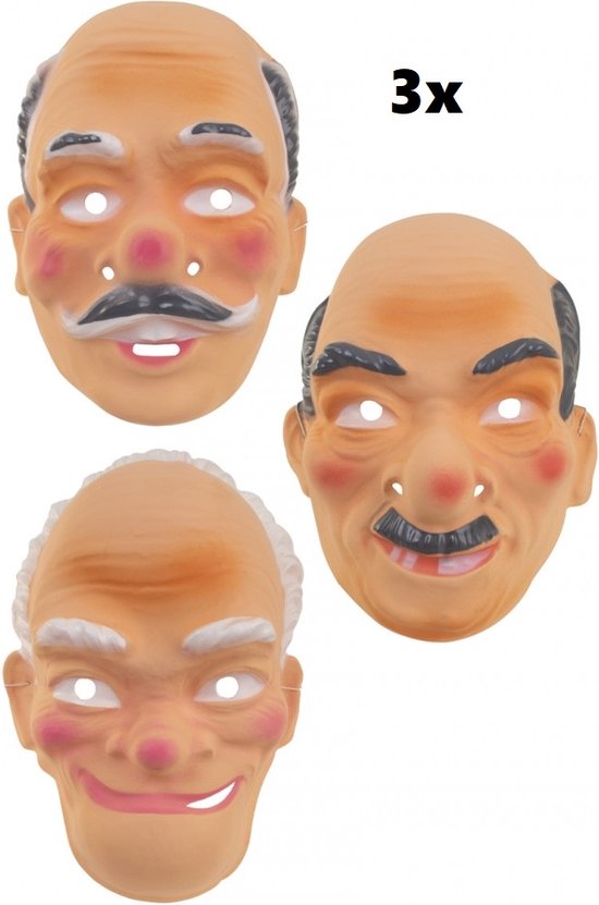3x Opa masker assortie - maskers party thema feest festival verjaardag ...