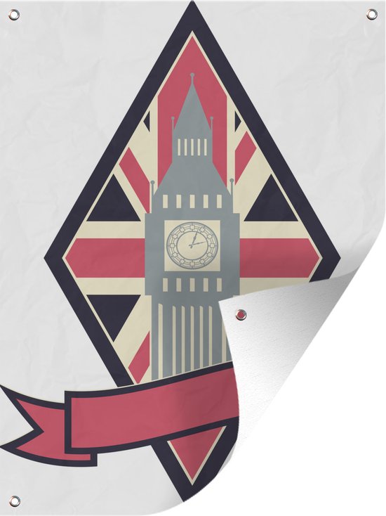 Tuin decoratie Illustratie van de Big Ben in een ruit met de kleuren ...